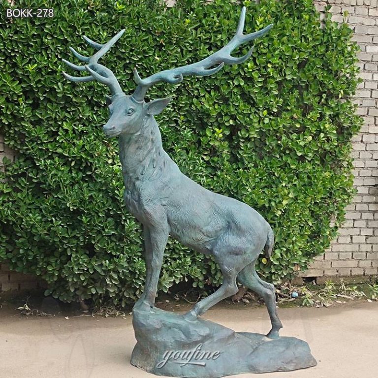 Patina Bronze Reindeer Garden Statue - YouFine Sculpture