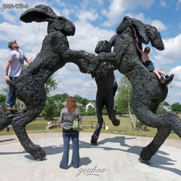 Bronze Dancing Hares Sculpture - YouFine Animal Sculpture
