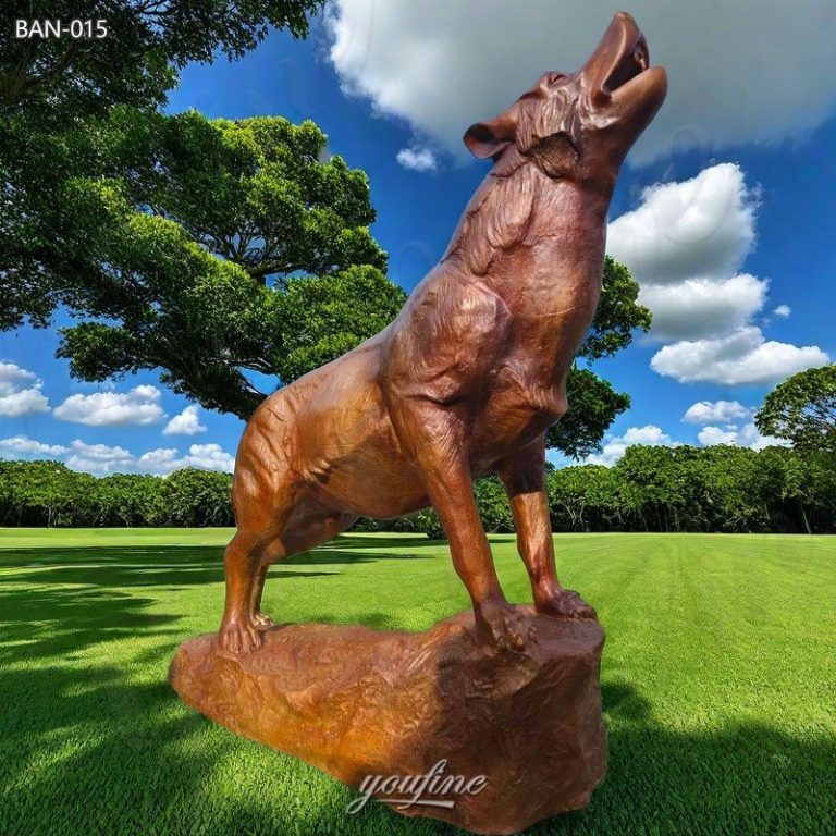 Bronze Wolf Howling Statue